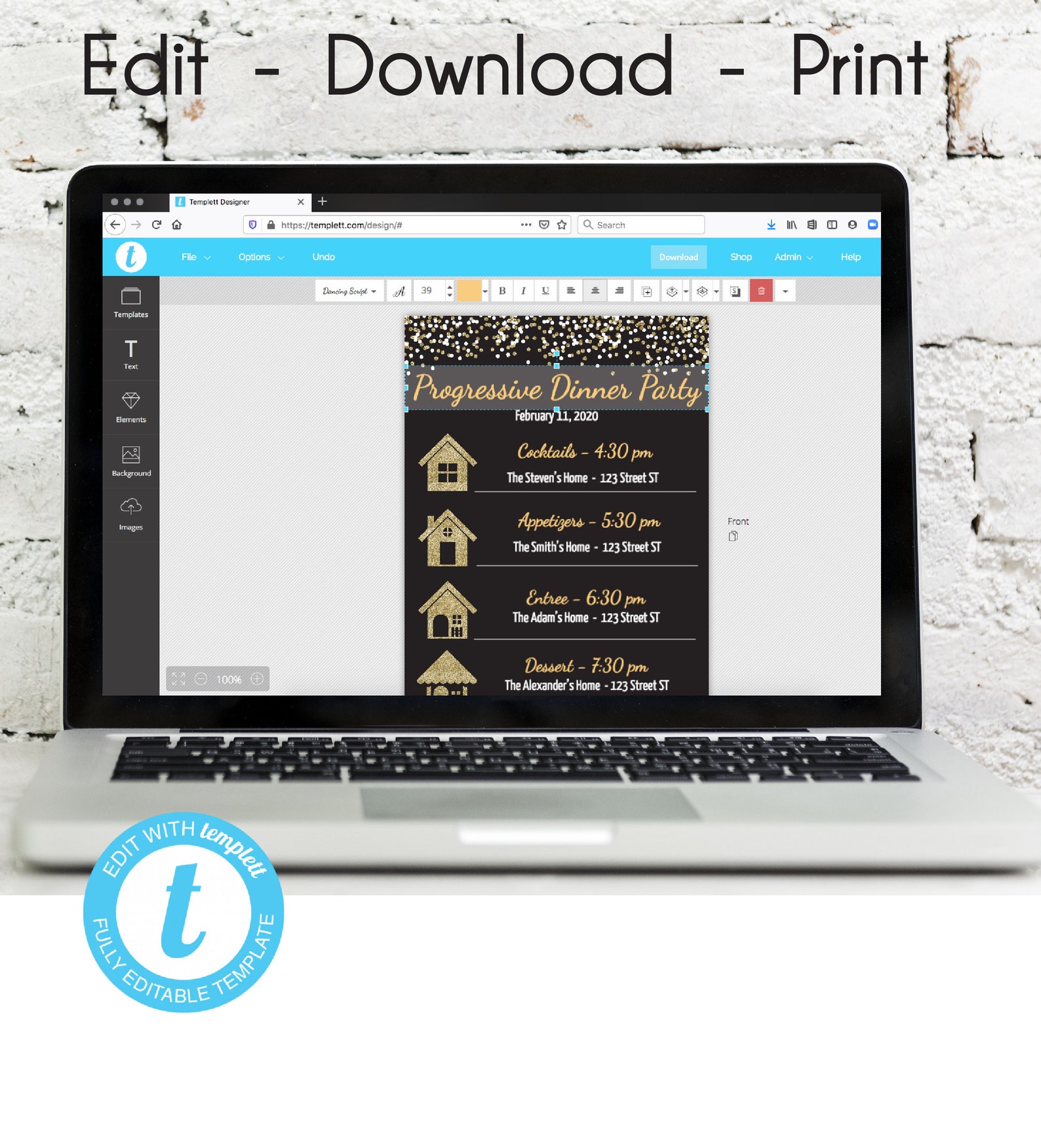 Progressive Dinner Party Invite Template, Neighborhood Dinner Party ...