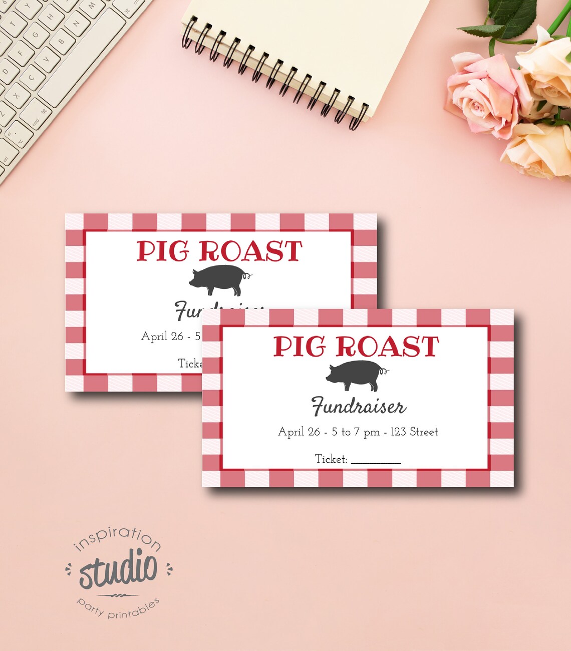 Pig Roast Dinner Fundraiser Flyer and Tickets BBQ Night PTA - Etsy
