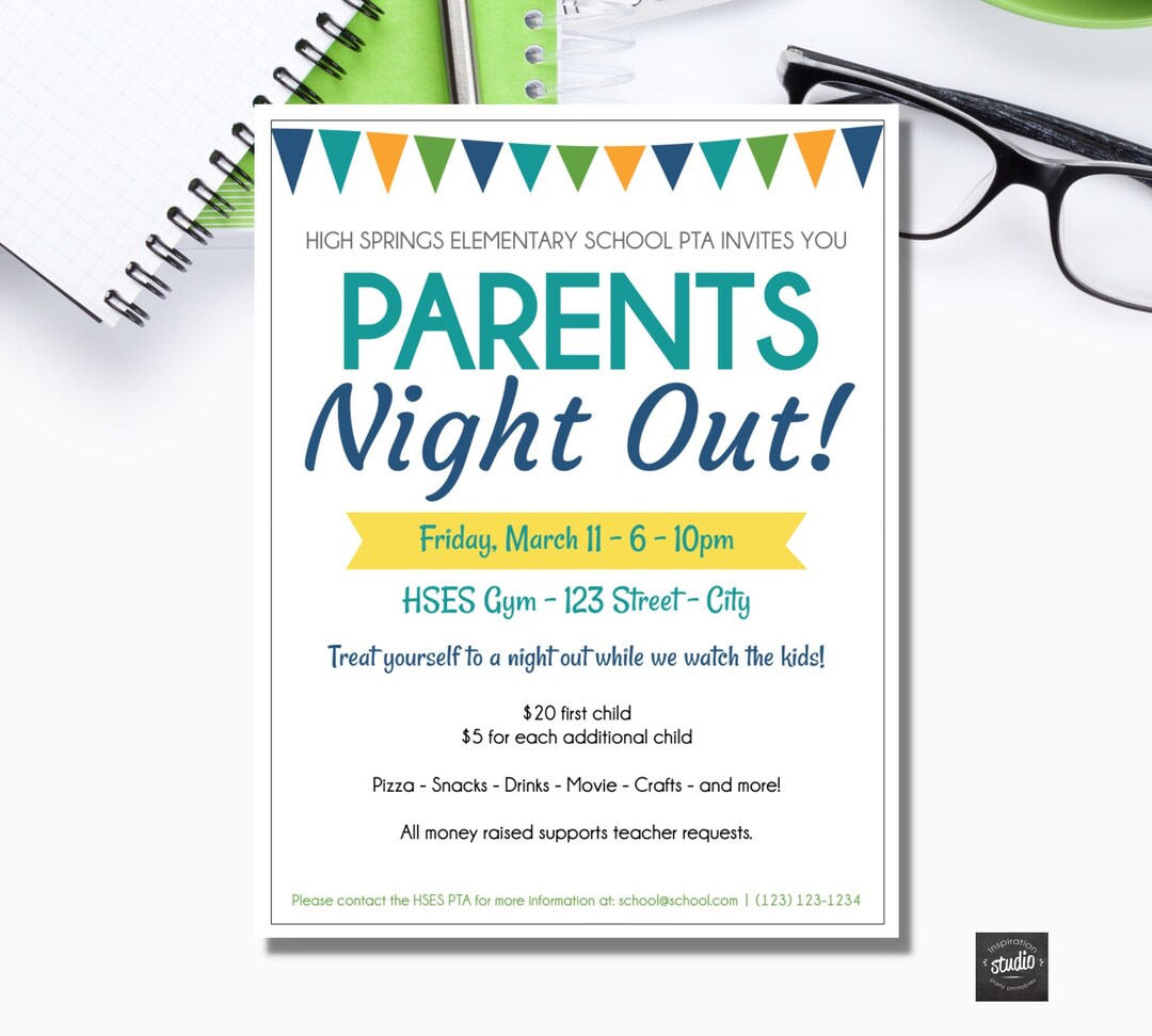 Parents Night Event Flyer Template, Babysitting Flyer Template, School ...