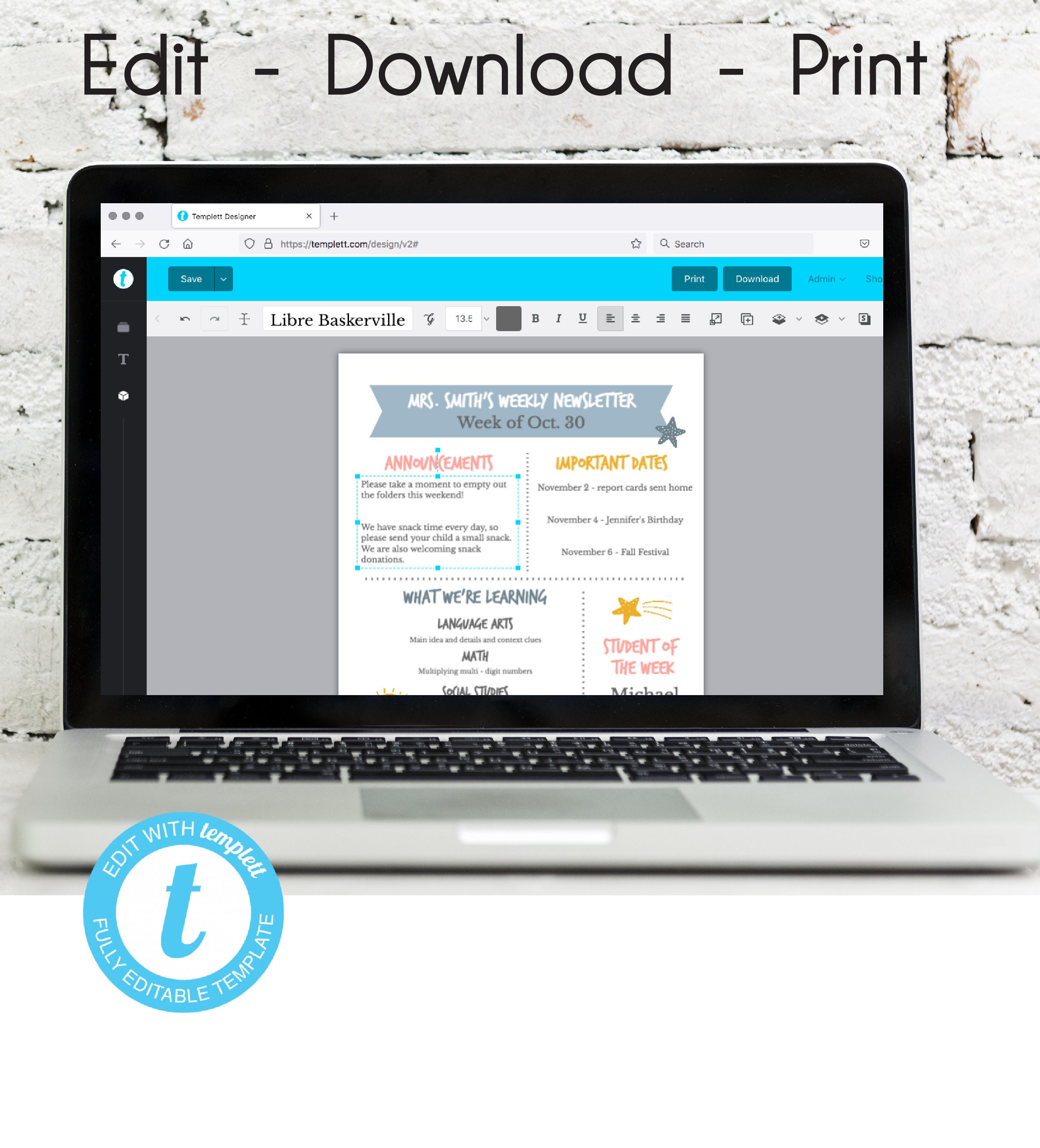 Editable Weekly Teacher Newsletter Template | Notes to Parents | Easy ...