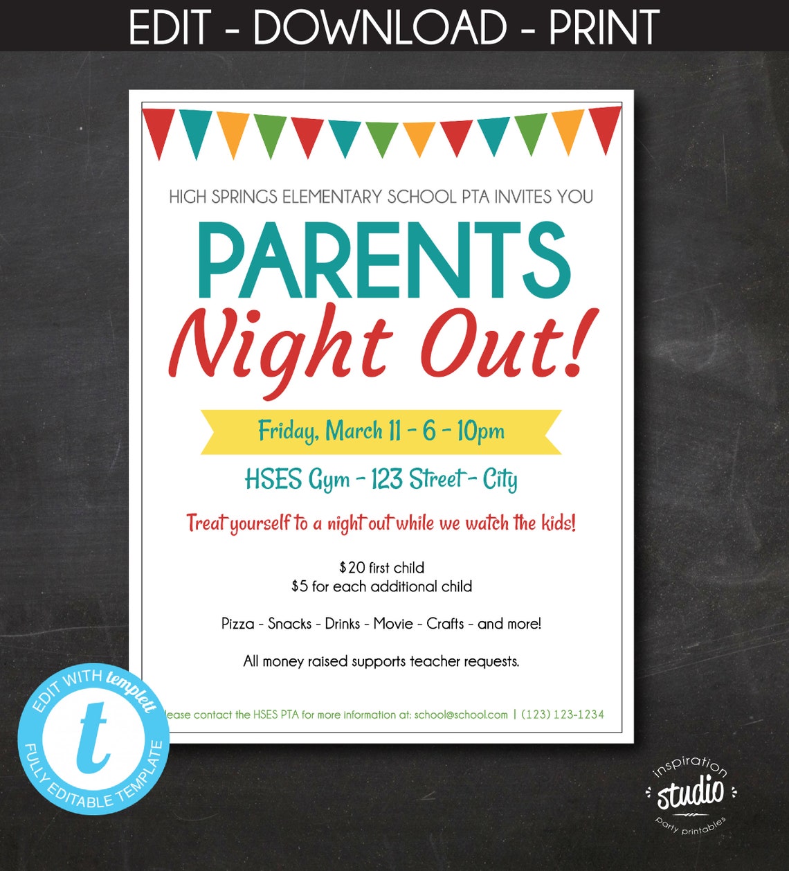 Parents Night Event Flyer Template Babysitting Flyer - Etsy