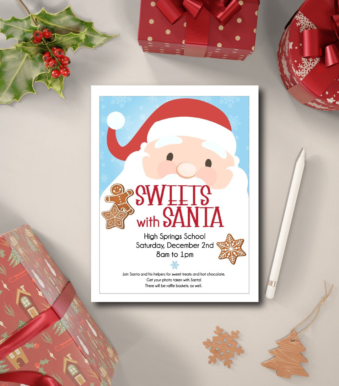 Sweets With Santa Event Flyer Template, Christmas Flyer, Visit With ...