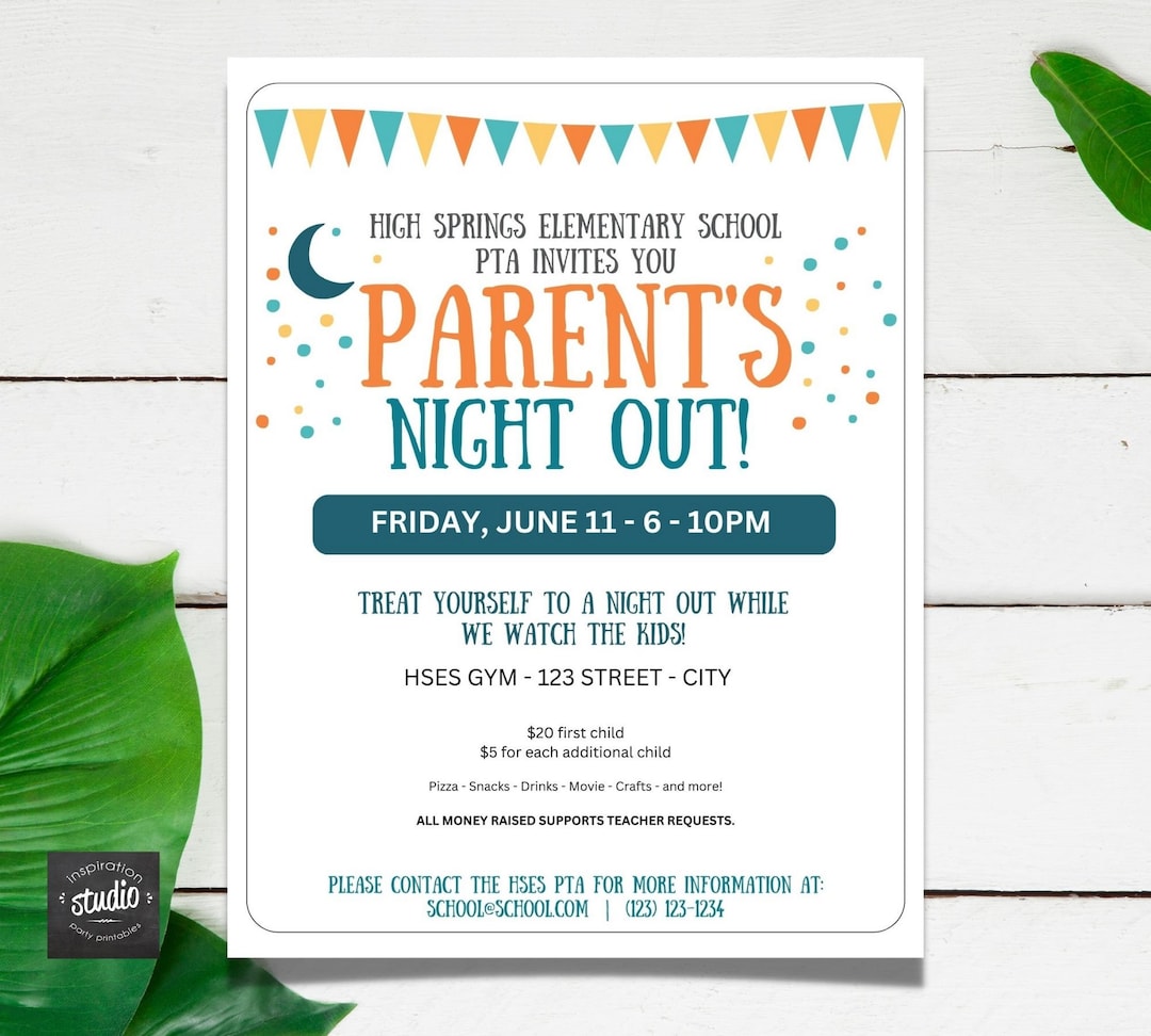 Parents Night Flyer Out Template Babysitting Flyer School Fundraising ...