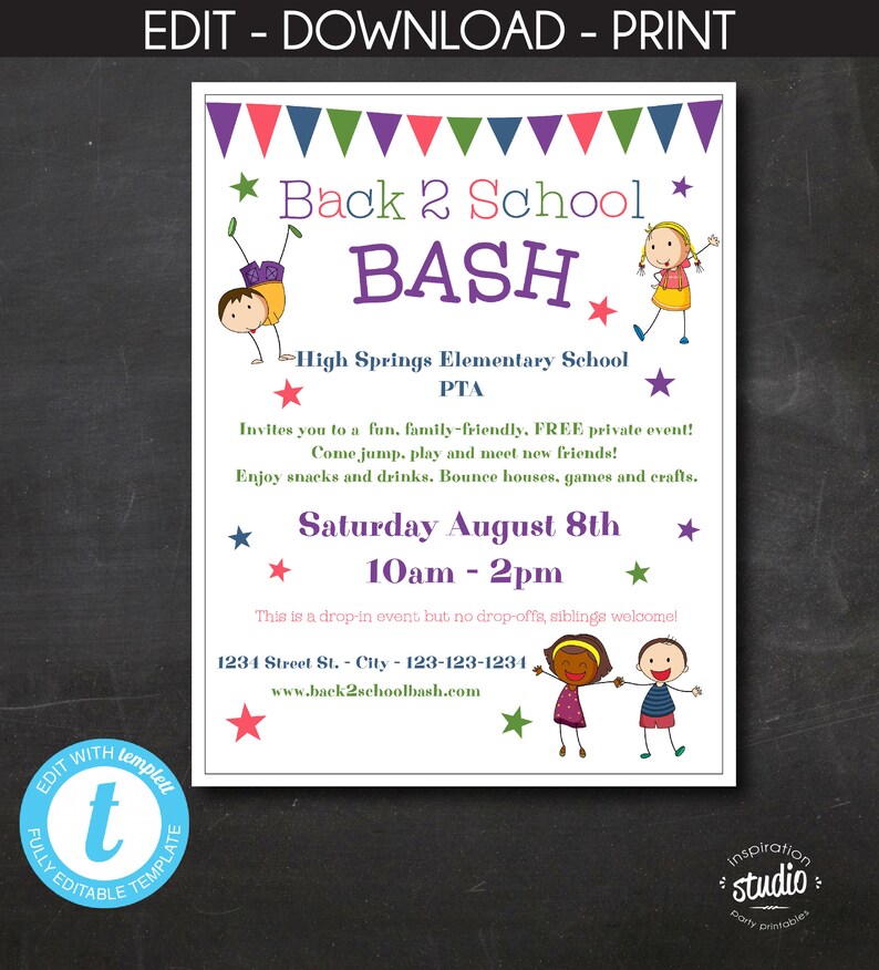 Back to School Bash Event Flyer Back to School Flyer - Etsy