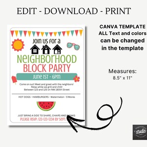 Neighborhood Block Party Flyer Template | Summer Backyard Party Invite ...