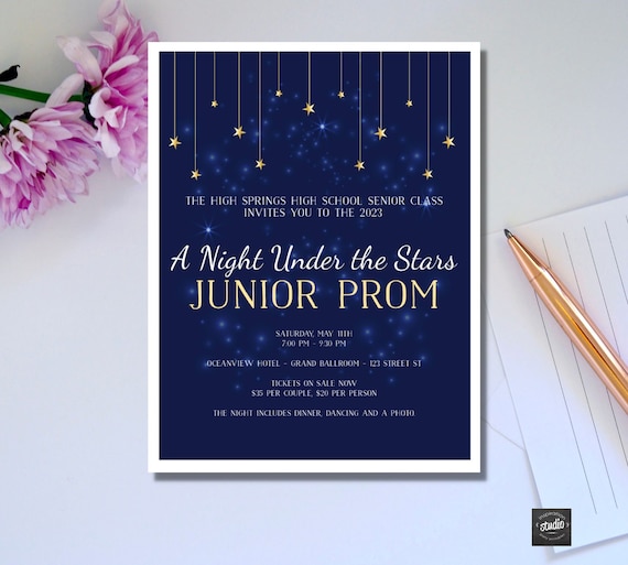 A Night Under the Stars Prom Flyer Template, Junior Prom, Senior Prom ...