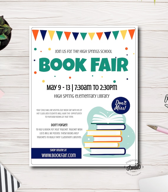 Book Fair Flyer Template, School Book Fair, PTA, PTO, School Event ...
