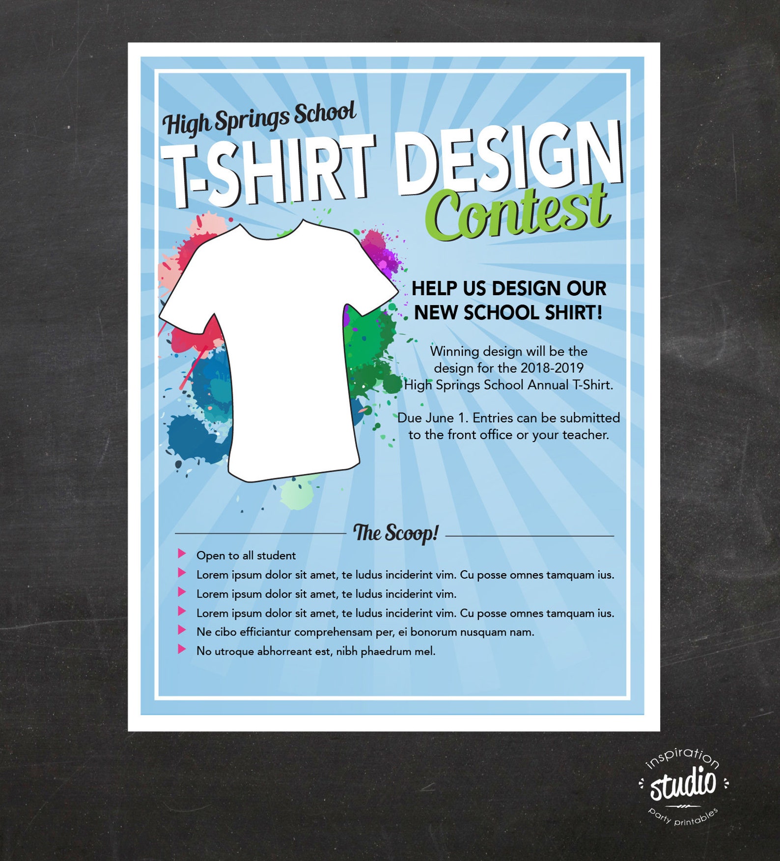 T shirt Design Contest Flyer Custom Printable Flyer Etsy
