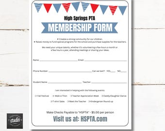 PTA Membership Form Template | Editable Canva Printable for PTO and ...