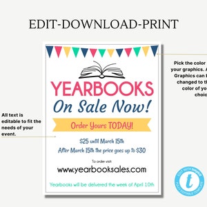 Yearbook Sale Flyer Template, School Template, Yearbooks on Sale Flyer ...