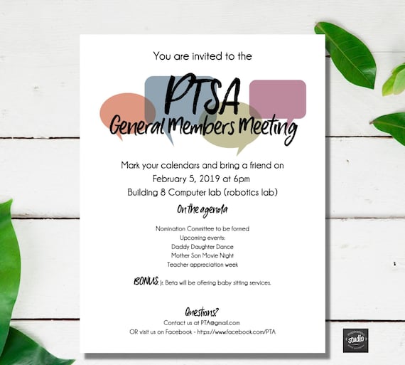 Editable Meeting Flyer Template, Edit yourself, PTA, PTSA, PTO, Easy to ...
