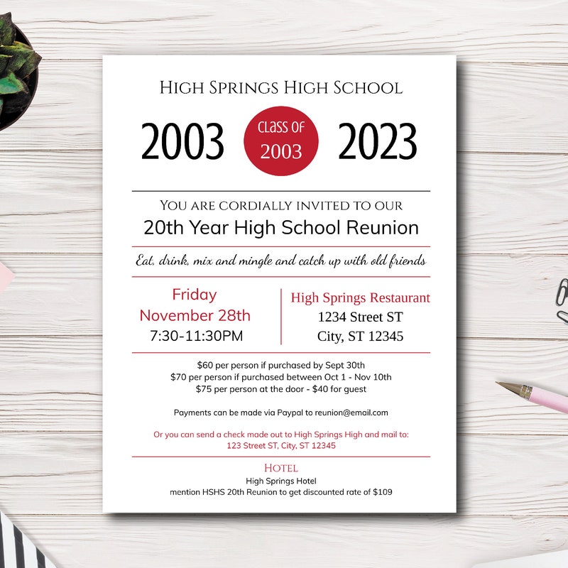 High School Reunion Invitations - Etsy