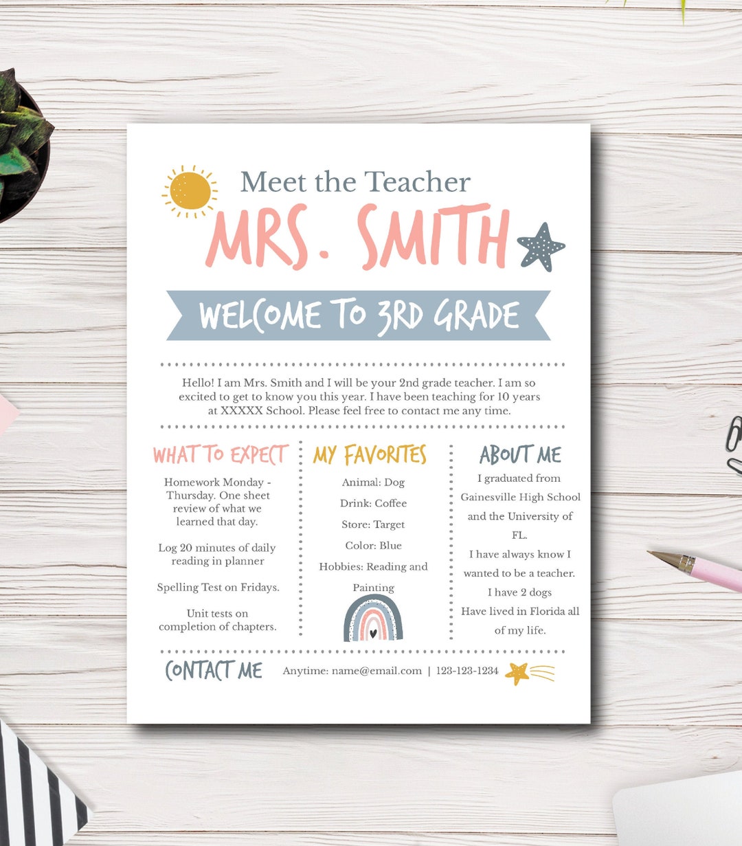 Editable Meet the Teacher Flyer Template | About the Teacher Flyer ...