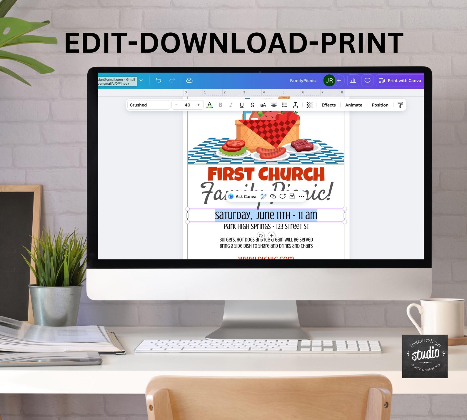 Church Picnic Flyer Template | Editable Canva Design for Family ...