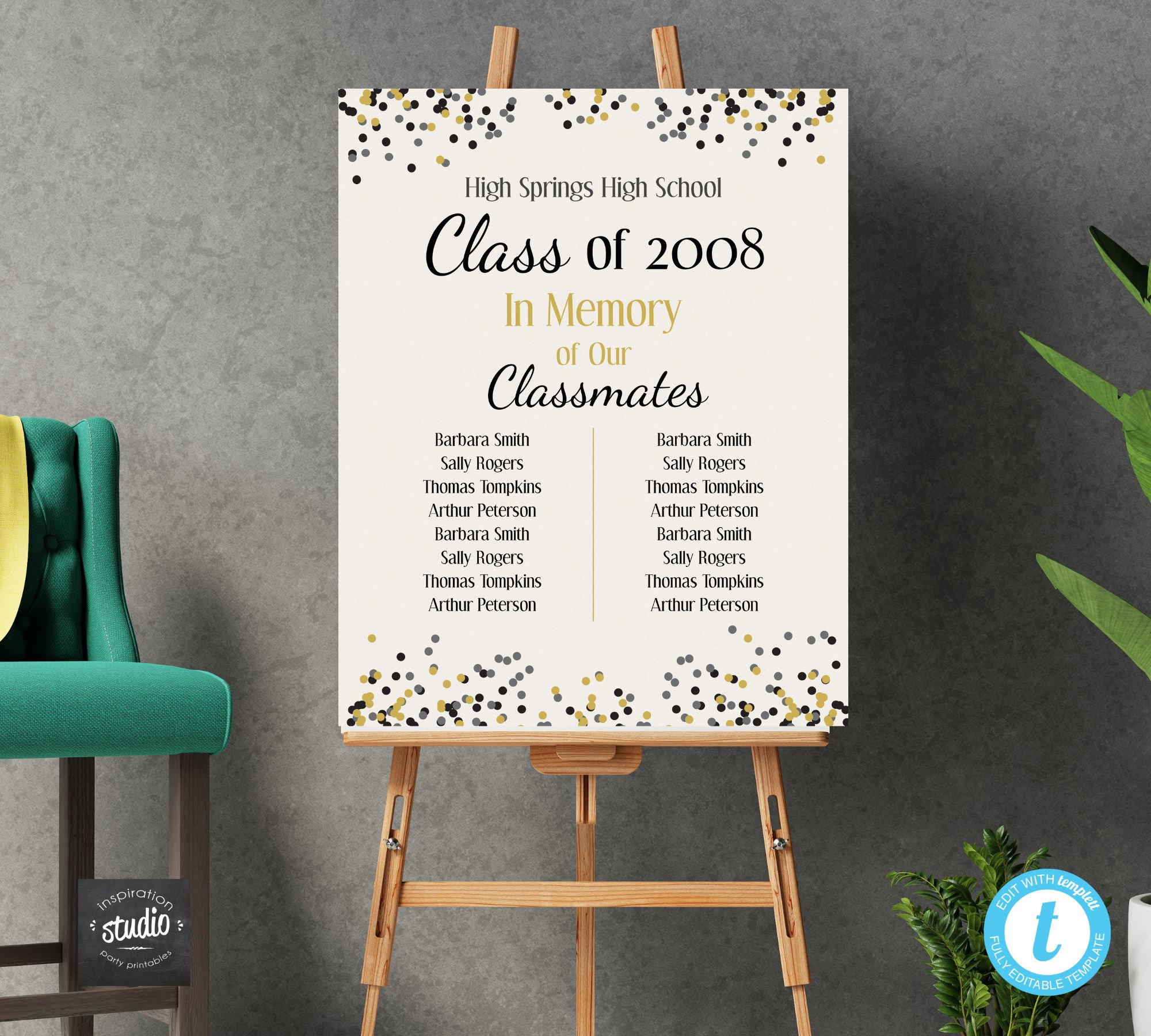 High School Reunion in Memory of Classmates Poster Template, Tribute to ...
