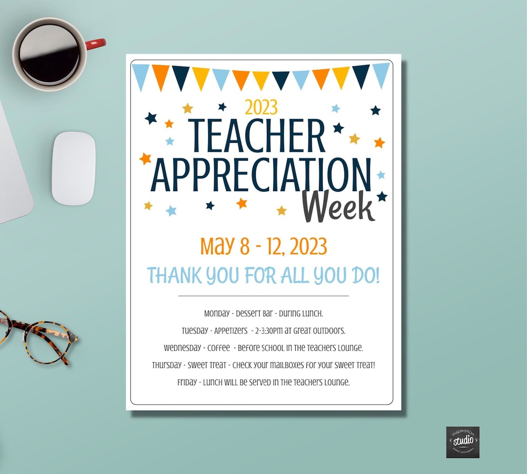Teacher Appreciation Week Flyer Template Elementary or Middle - Etsy