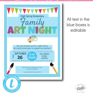 Family Art Night Event Flyer Template, Painting Night Fundraiser Flyer ...