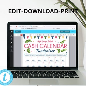 Cash Calendar Fundraiser Flyer Template, Take Home Fundraising Event ...