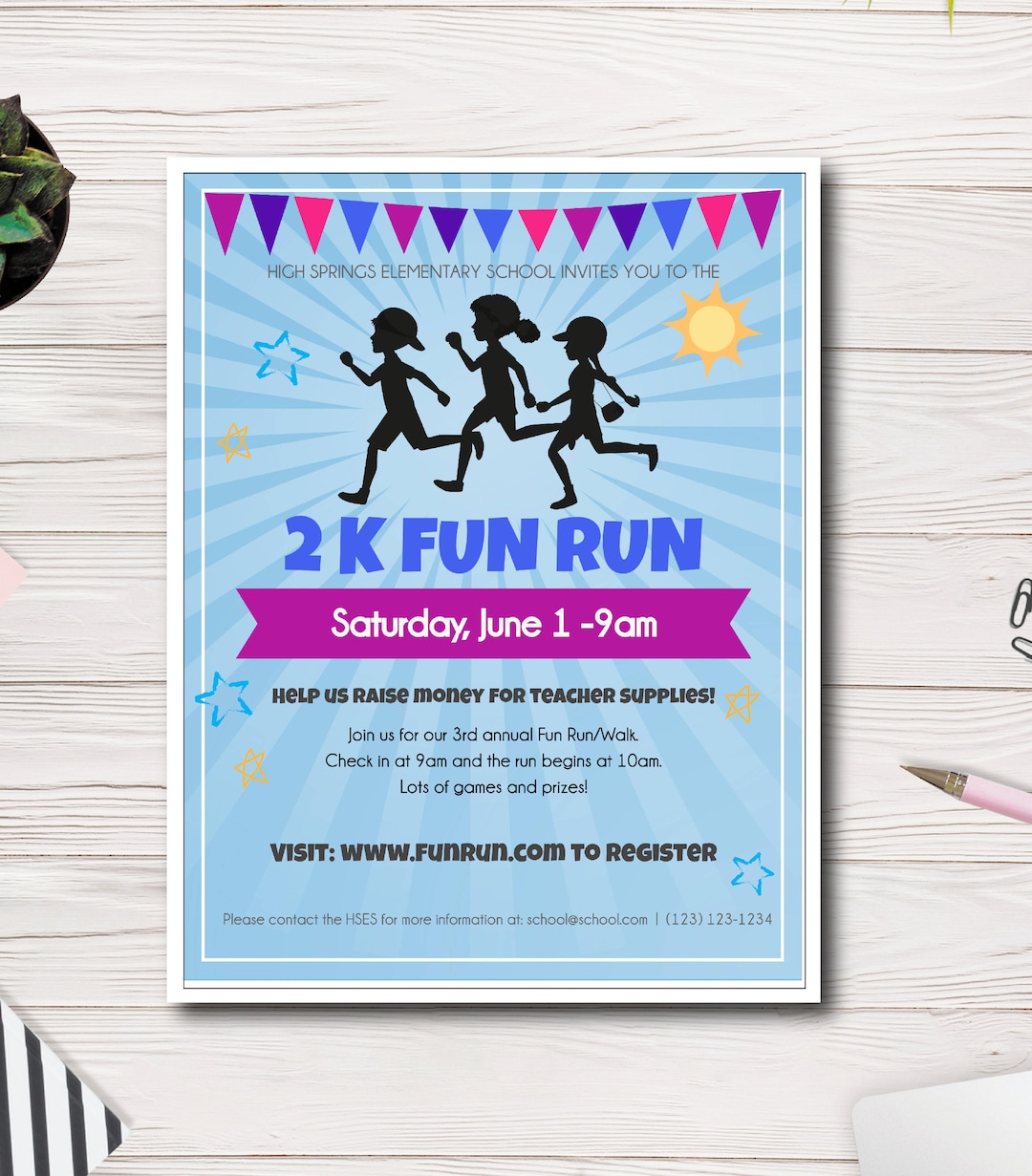 Customizable Fun Walk Flyer Template for School Fun Run, 5k Run, 2k ...