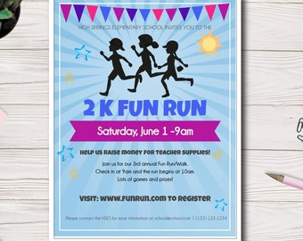 Walkathon Fundraiser Flyer, School Community Fundraising Event Charity ...