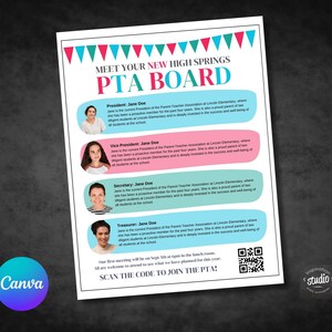 Customizable Meet the PTA Board Flyer | PTO PTSA Board Officer ...