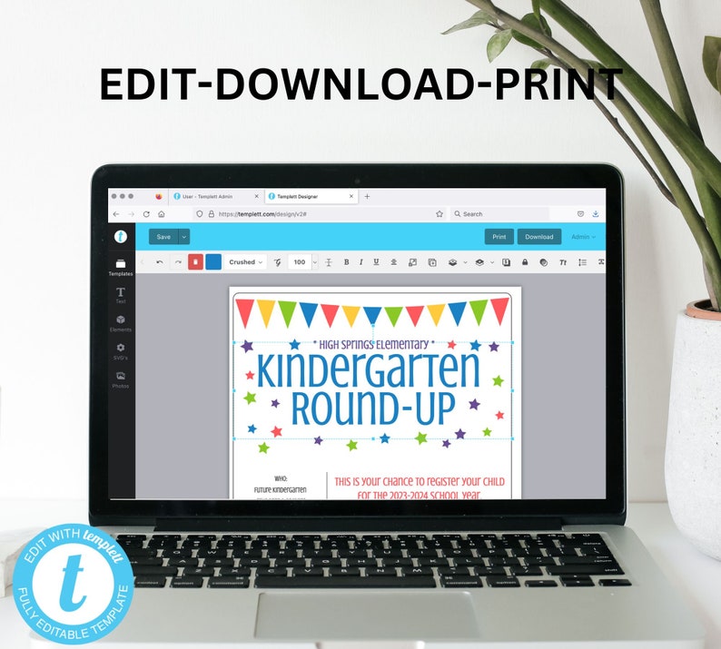 Kindergarten Round up Event Flyer Template, Printable Template, School ...
