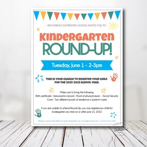 Editable Kindergarten Round-up Event Flyer Template Kindergarten ...