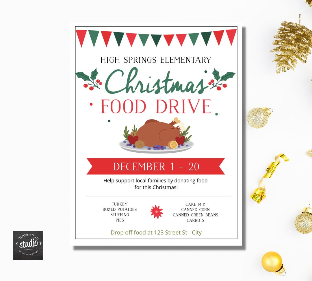 Christmas Food Drive Flyer Template Food Bank Event Flyer - Etsy