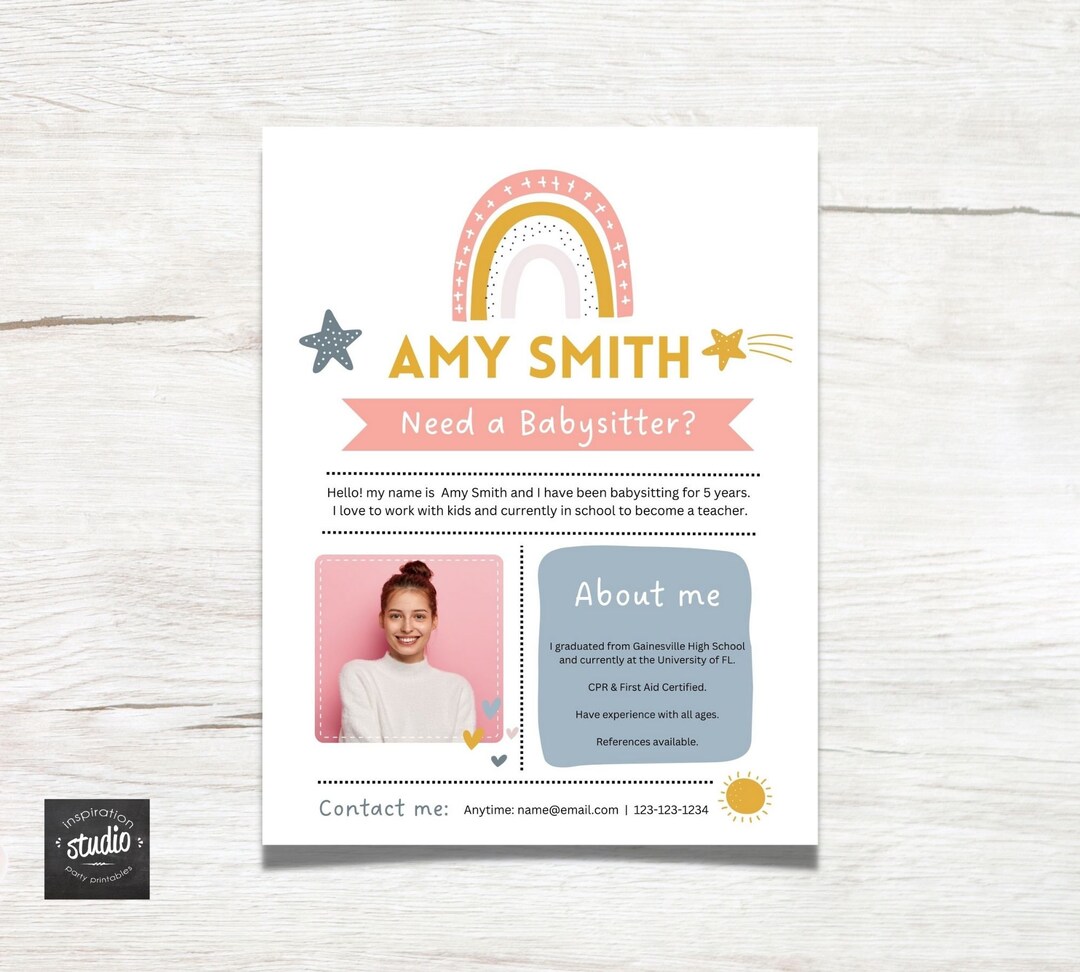 Customizable Babysitter Flyer Template | Babysitting Services ...