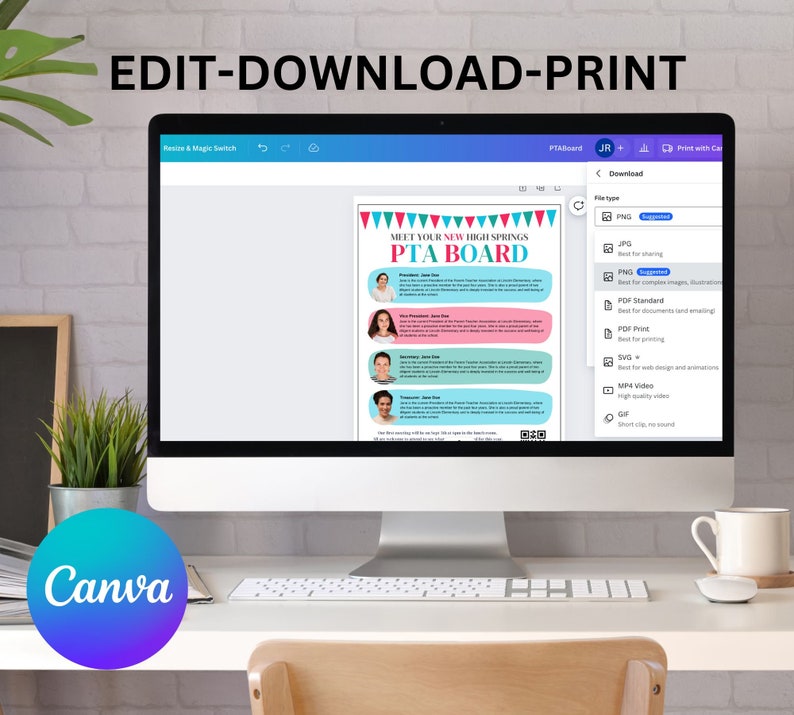 Customizable Meet the PTA Board Flyer | PTO PTSA Board Officer ...