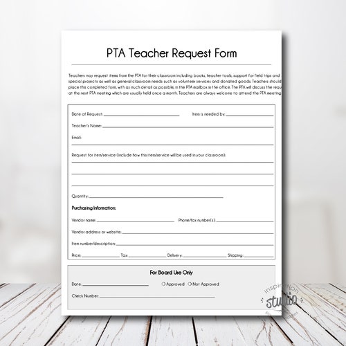 Teacher Request Form Template PTA PTSA PTO Printable File - Etsy