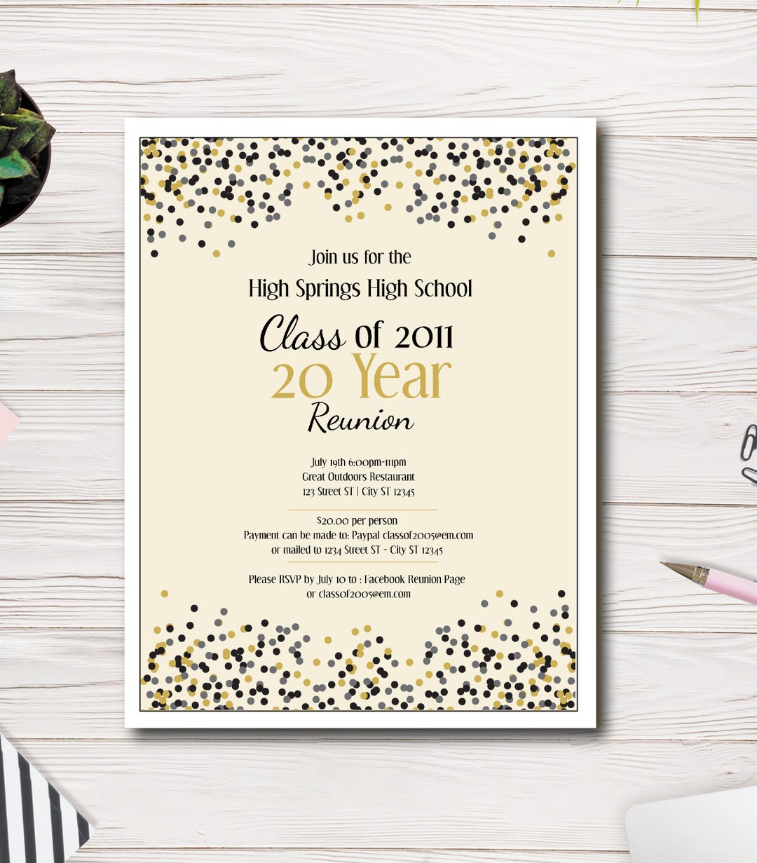 High School Reunion, College Reunion, Letter Size, Invitation AND ...