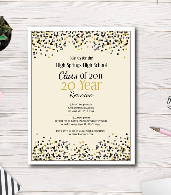 High School Reunion, College Reunion, Letter Size, Invitation AND ...