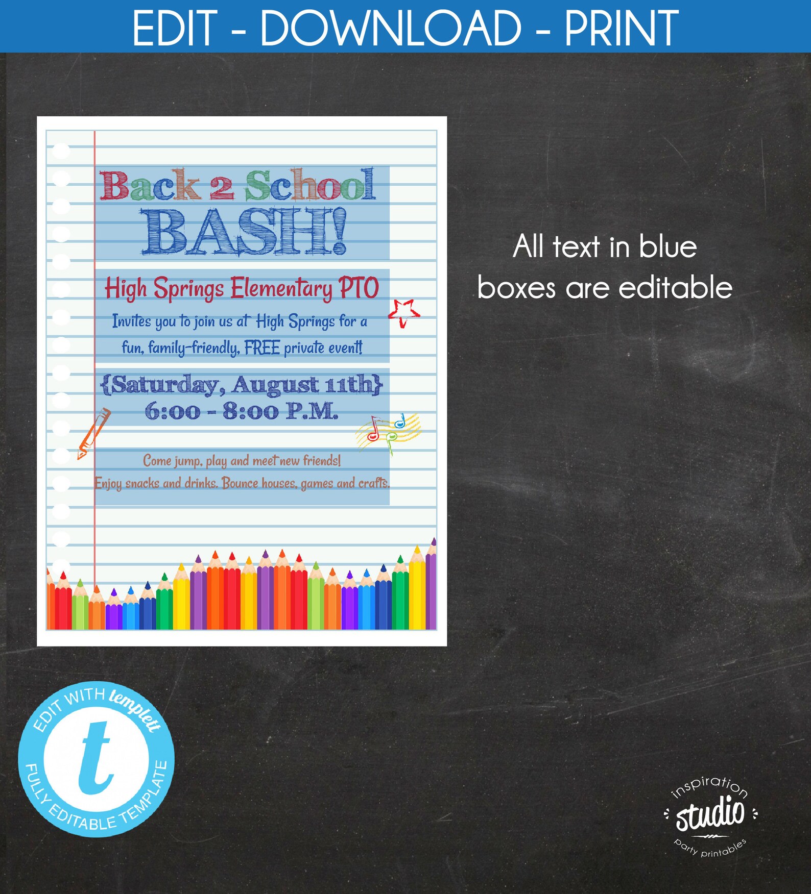 Back to School Bash Event Flyer Back to School Flyer | Etsy