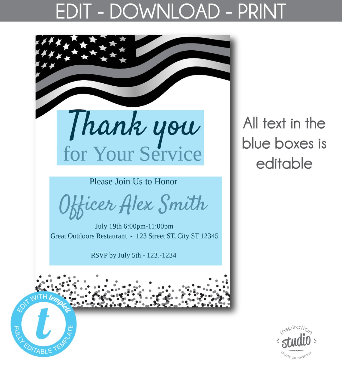 Corrections Retirement Invitation Template, Thank You for Your Service ...