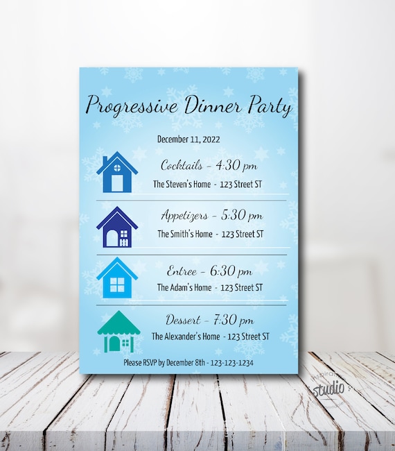 Winter Progressive Dinner Party Invite Template, Neighborhood Dinner ...