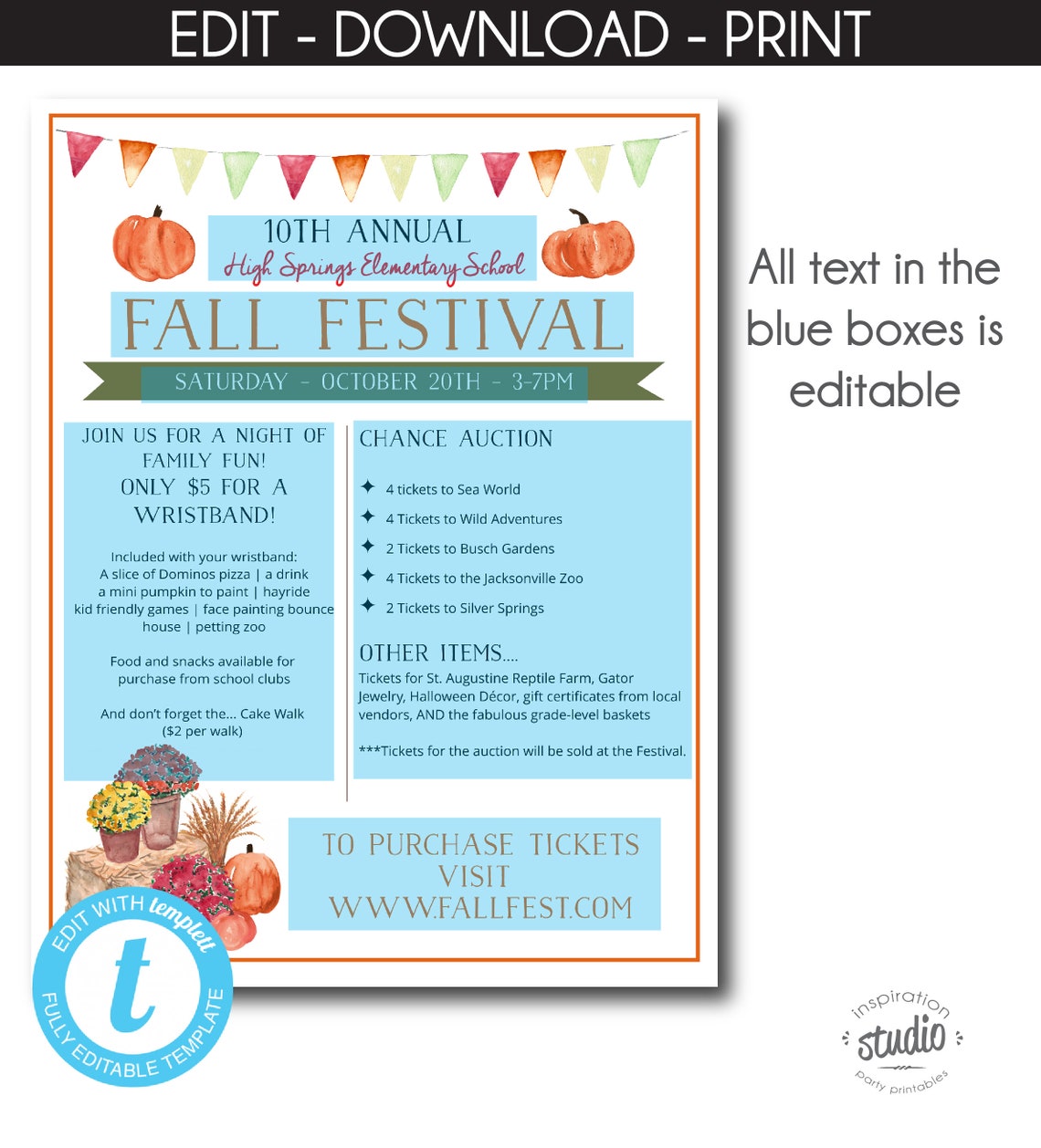 Fall Festival Flyer Template School Church PTA PTO Event - Etsy