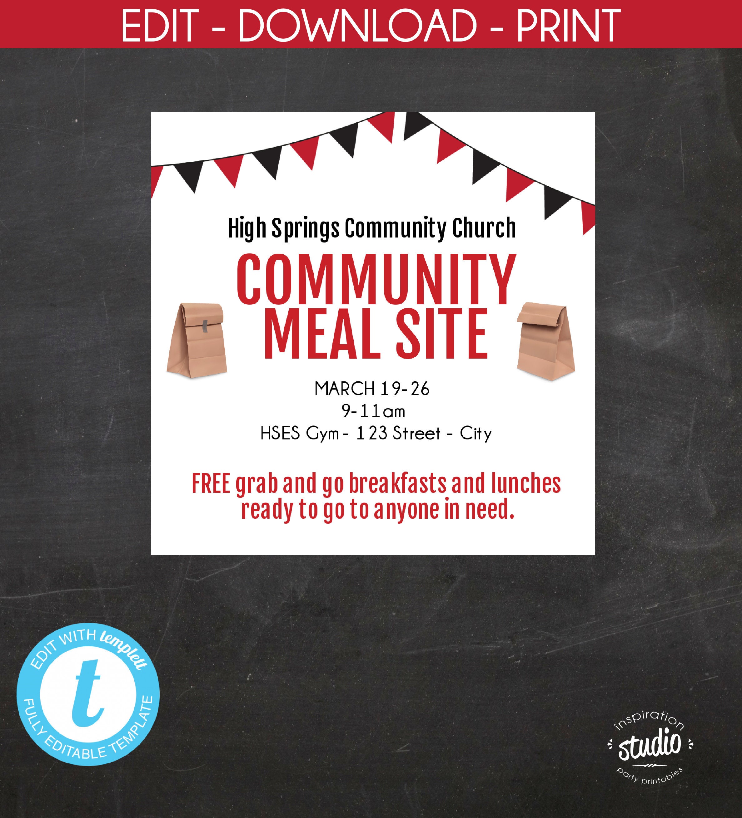 Community Meal Site Flyer and Social Media Graphic Free Food - Etsy ...