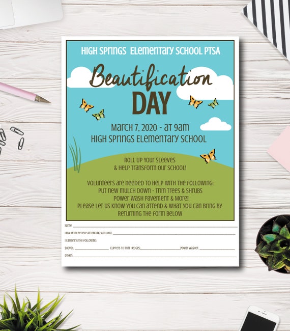 Beautification Day Flyer, School Clean up day Flyer. Template, Edit ...