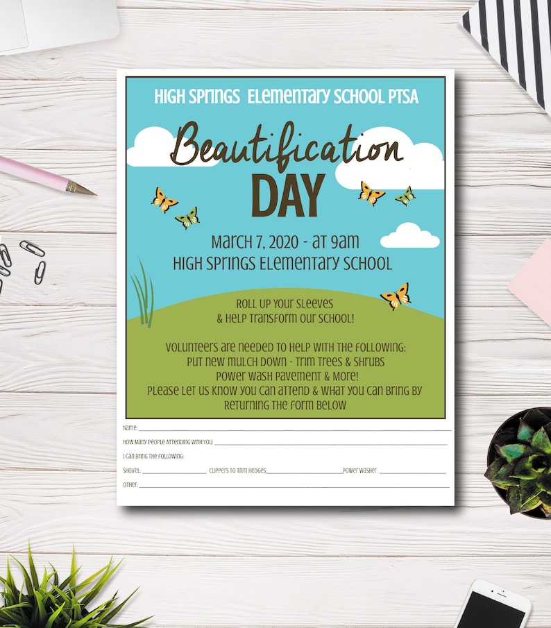 Beautification Day Flyer Template | School Clean up Day Flyer | Easy to ...