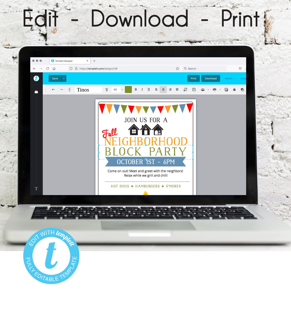 Fall Neighborhood Block Party Flyer Template Fall Backyard - Etsy