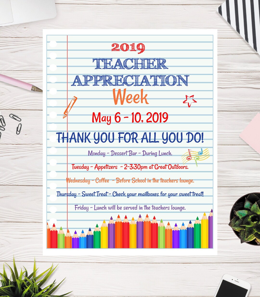 Teacher Appreciation Week Flyer Template, Notebook, Elementary Teacher ...