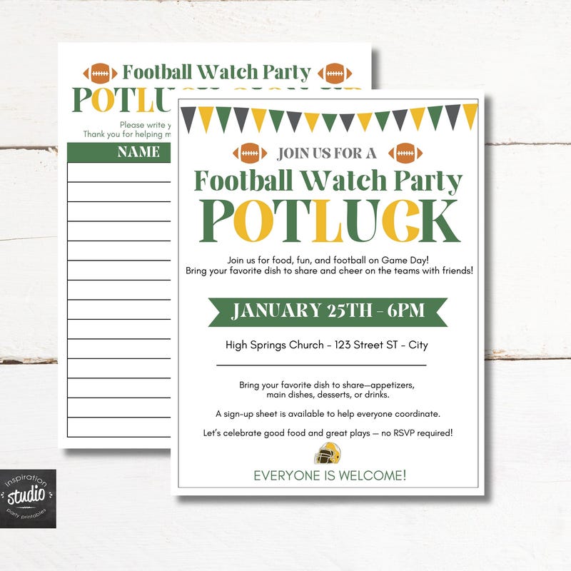 Super Bowl Potluck Sign Up - Etsy
