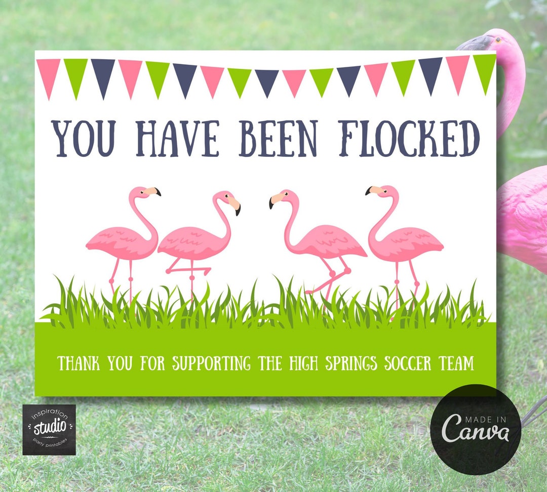 Flock a Friend Yard Sign Template: Flamingo Fundraiser Sign | Easy to ...