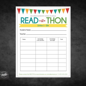 Editable Read-a-thon Flyer & Pledge Form Template | School Fundraiser ...