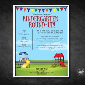 Kindergarten Round-up Flyer | Editable Canva Template for School and ...