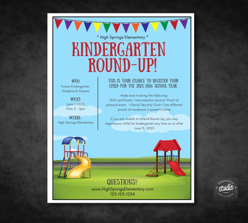 Kindergarten Round-up Event Flyer | Printable Template | School Flyer ...