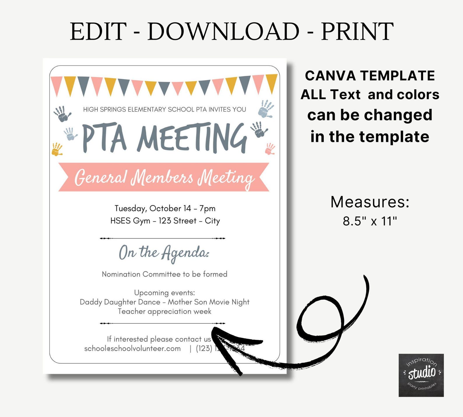 Editable Meeting Announcement Flyer | Easy to Use Canva Template | Edit ...