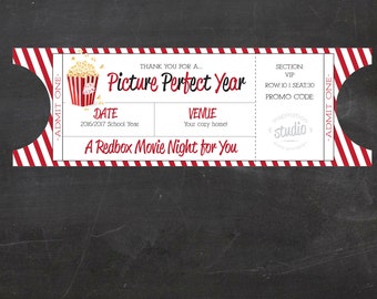 Redbox Movie Ticket Printable Template Teacher Appreciation | Etsy