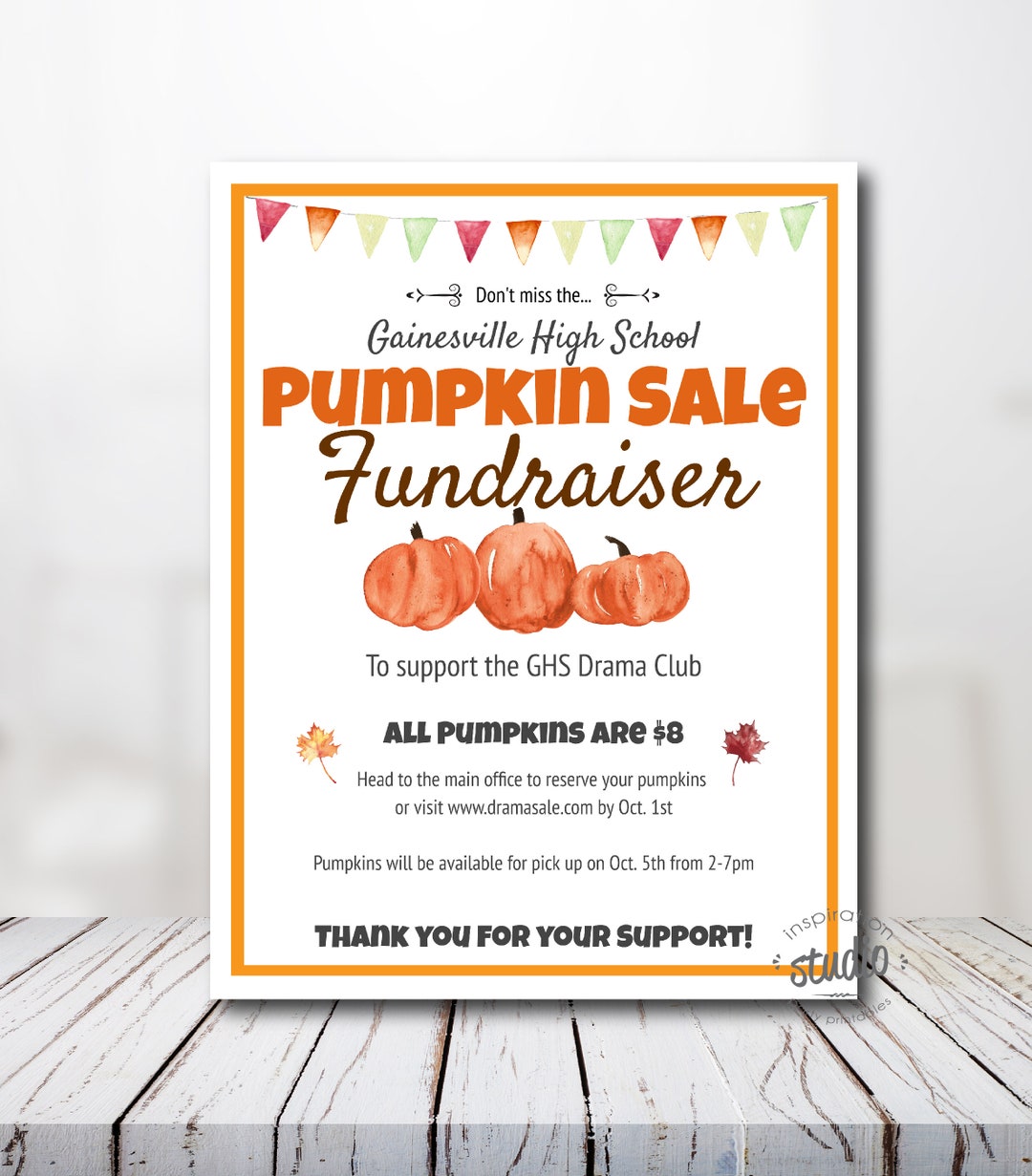 Pumpkin Sale Fundraiser Flyer Template, Pumpkin Patch Flyer, School ...